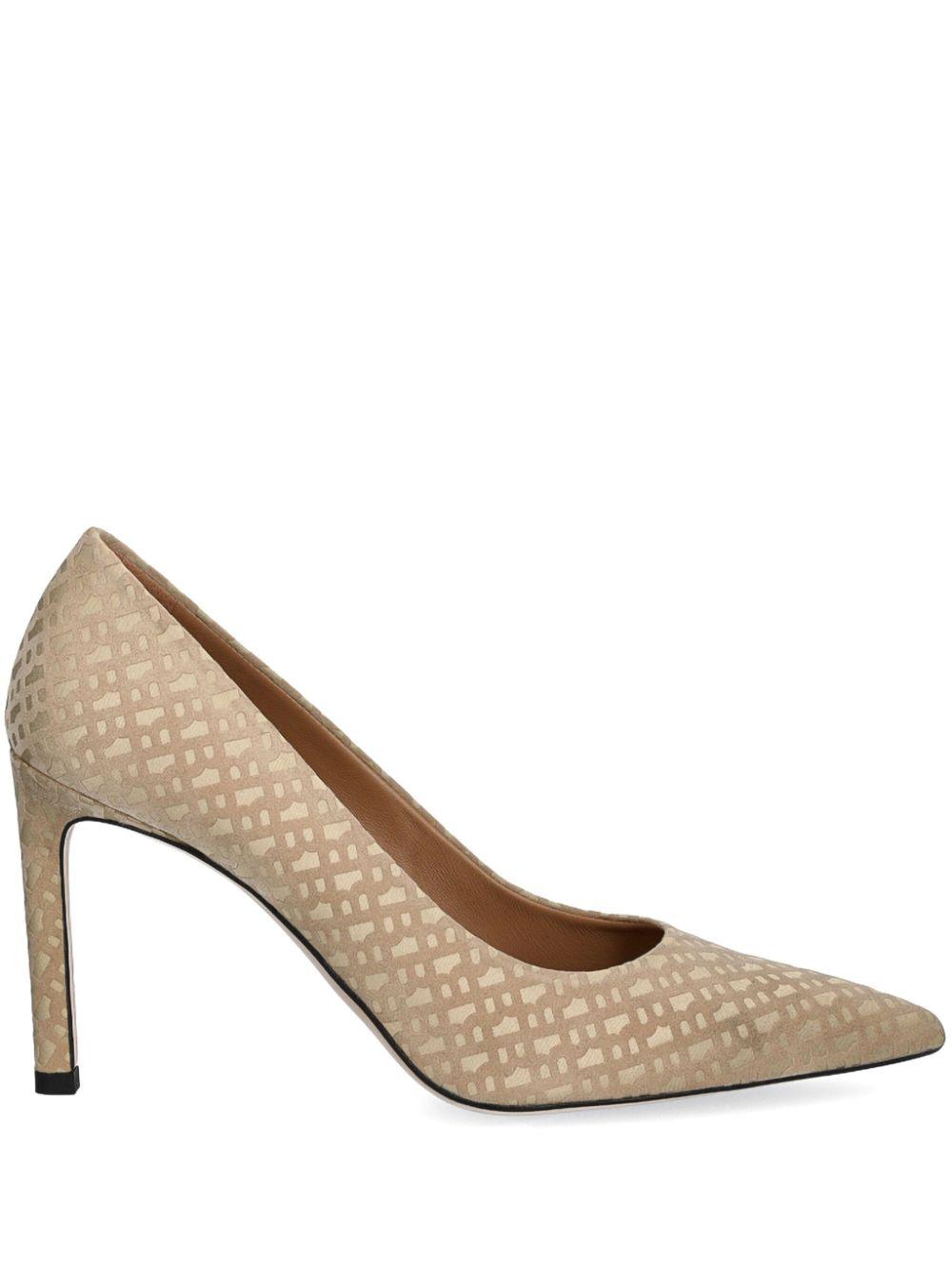 BOSS 90Mm Monogram-Pattern Pumps in Natural | Lyst