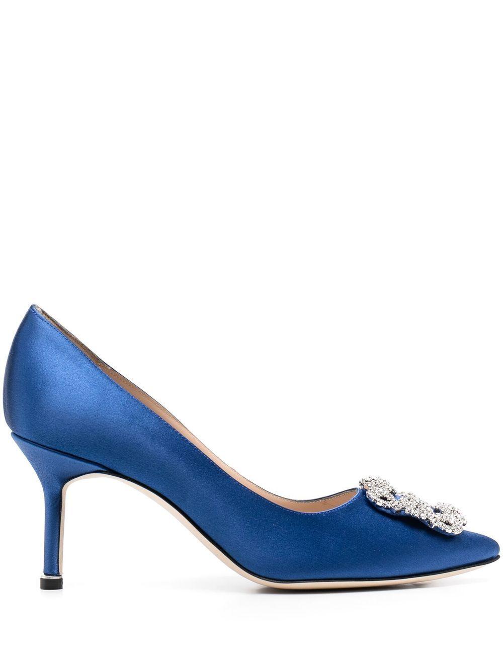 Manolo Blahnik Hangisi 60Mm Crystal-Buckle Pumps in Blue | Lyst