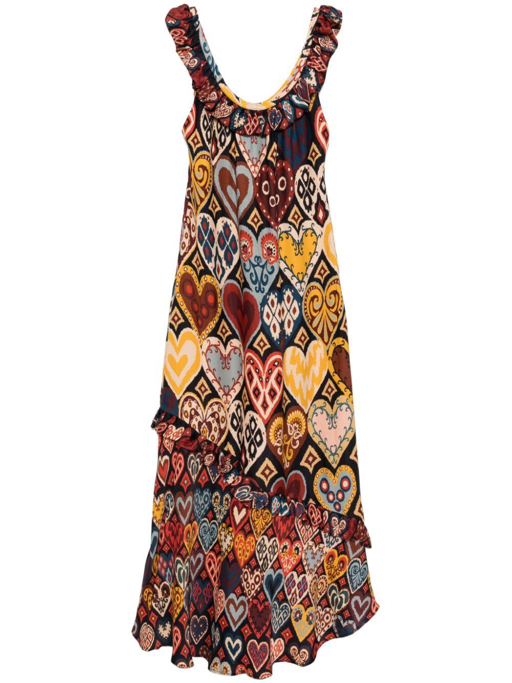 FARM Rio Hearts Ikat Maxi Dress in Red | Lyst
