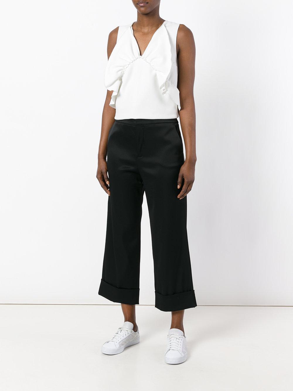 PT01 Wide Leg Cropped Trousers in Black - Lyst