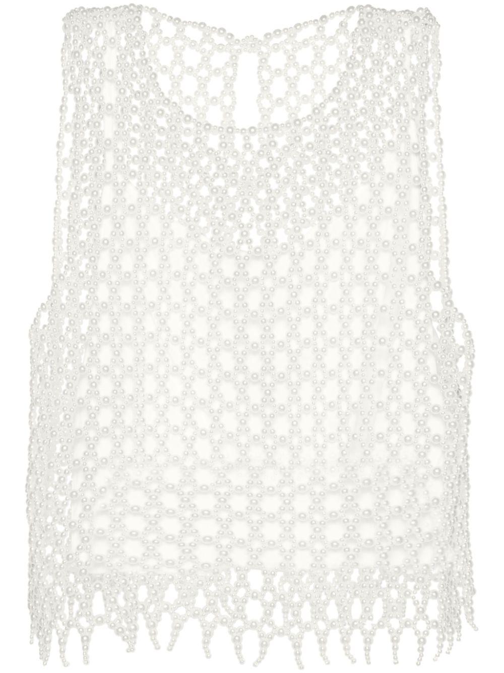 Maje Pearl-Embellished Crop Top in White | Lyst
