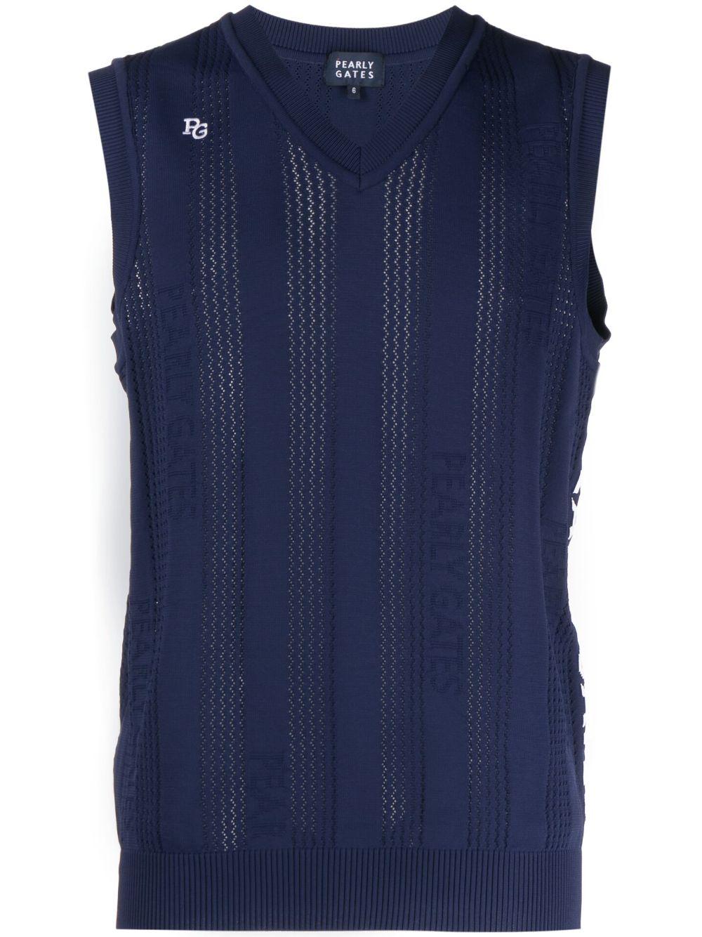 PEARLY GATES Logo-jacquard V-neck Knitted Vest in Blue for Men | Lyst