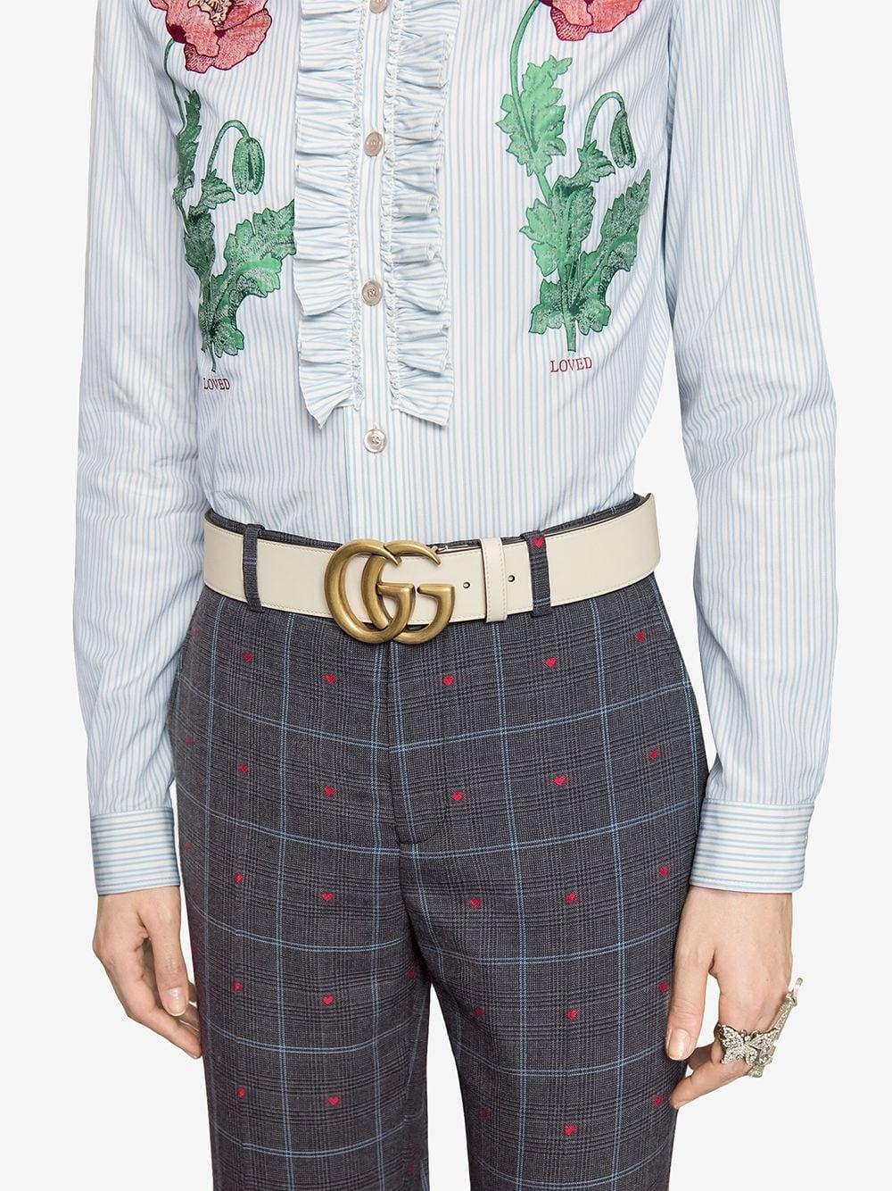 Gucci White Leather Belt With Double G Buckle - Save 24% - Lyst