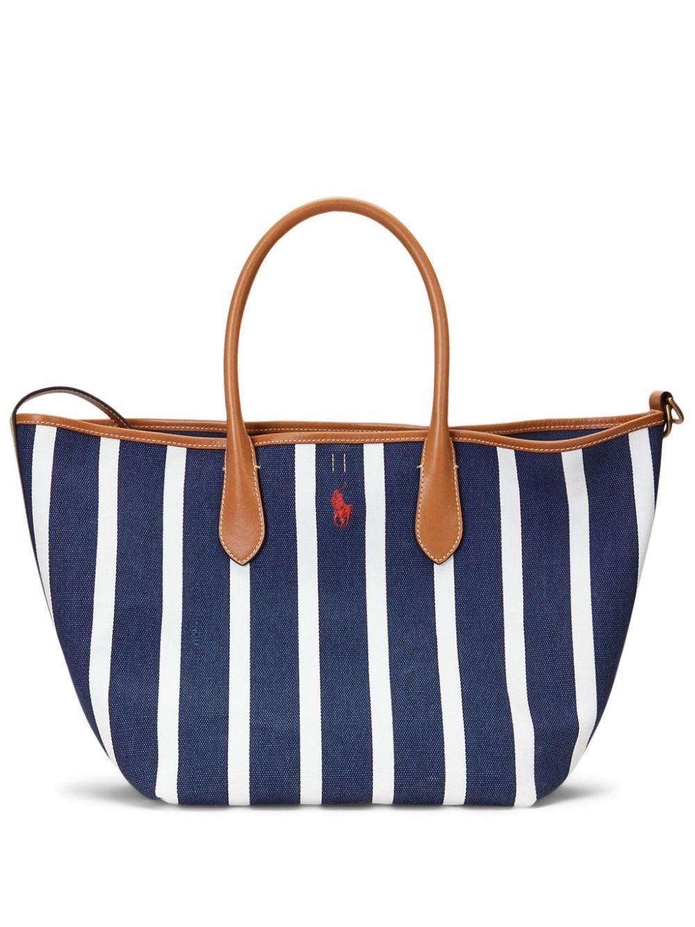 Polo Ralph Lauren Striped Canvas Tote Bag in Blue | Lyst