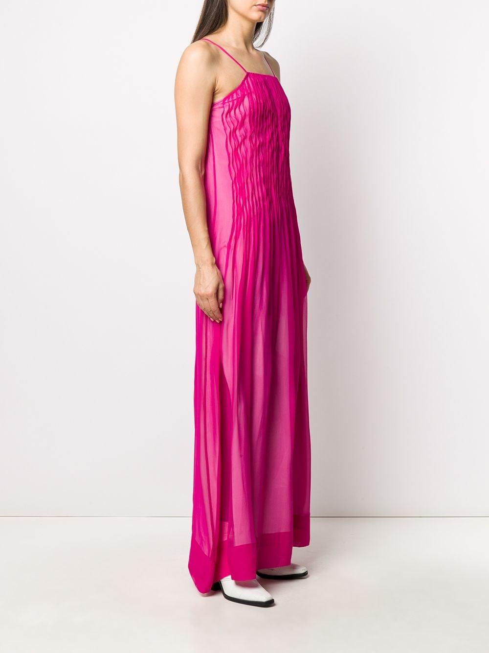 Erika Cavallini Semi Couture Ruched Silk Maxi Dress in Pink - Lyst
