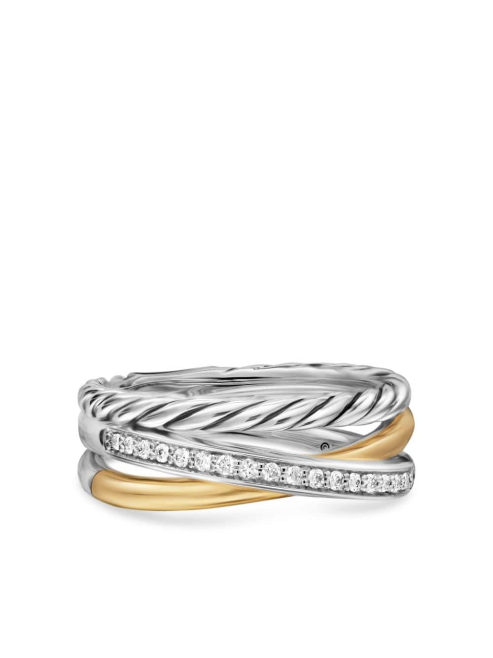 David Yurman 18Kt Crossover Three Row Diamond Ring in White | Lyst