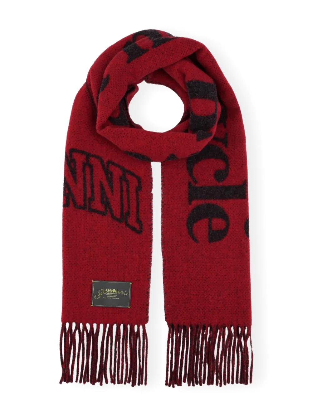 Ganni Embroidered Logo Scarf | Lyst UK