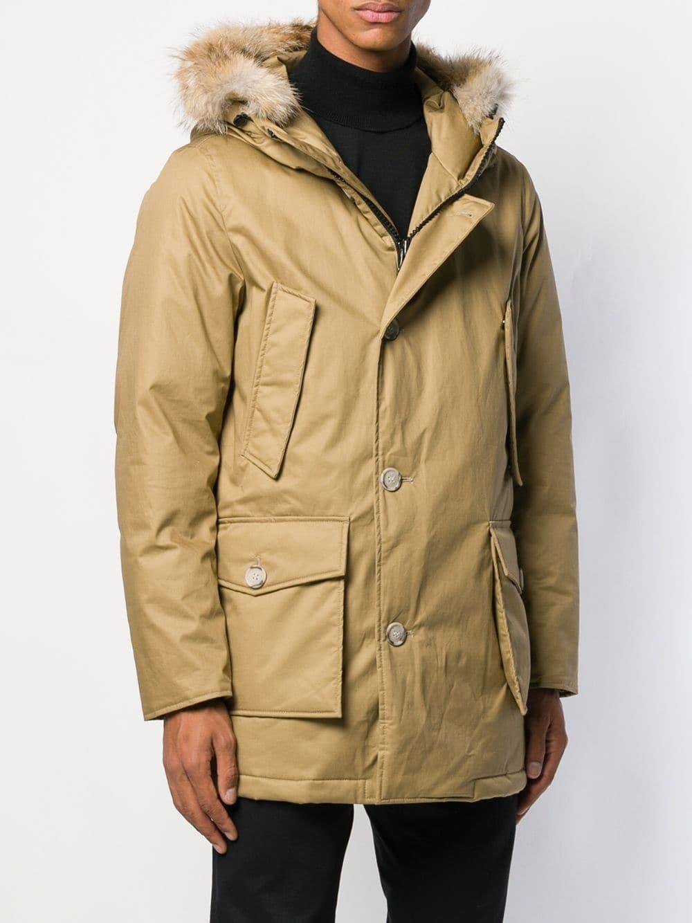 Woolrich Coyote Fur Hooded Coat in Natural for Men - Lyst