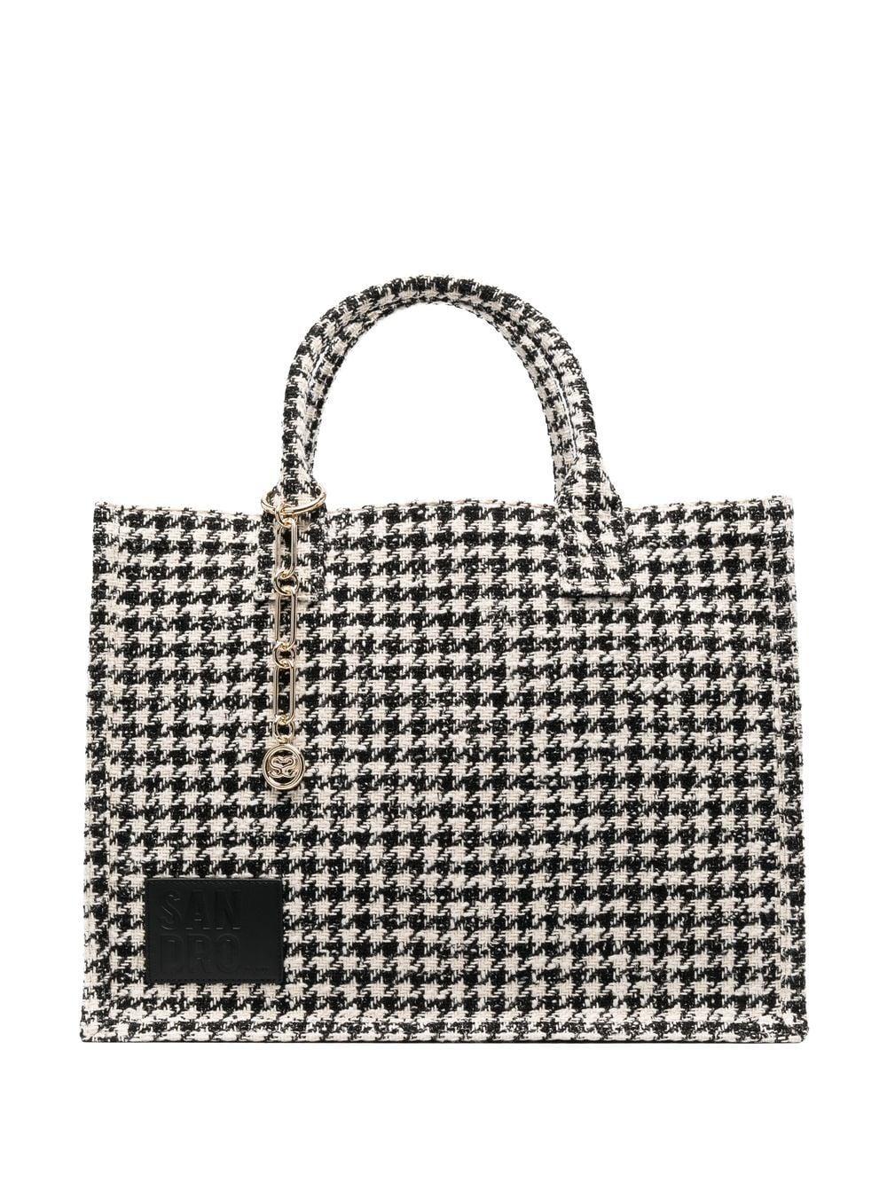 Sandro Kasbah Houndstooth Tweed Tote Bag in Black | Lyst