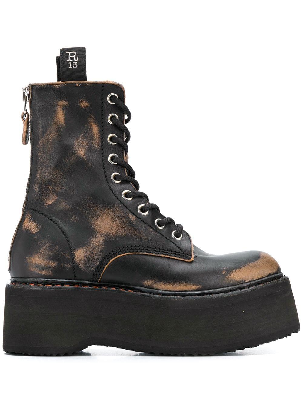 R13 Distressed Platform Boots in Black | Lyst