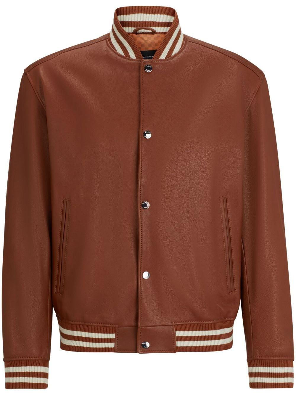 BOSS X Porsche Leather Bomber Jacket in Brown for Men | Lyst UK