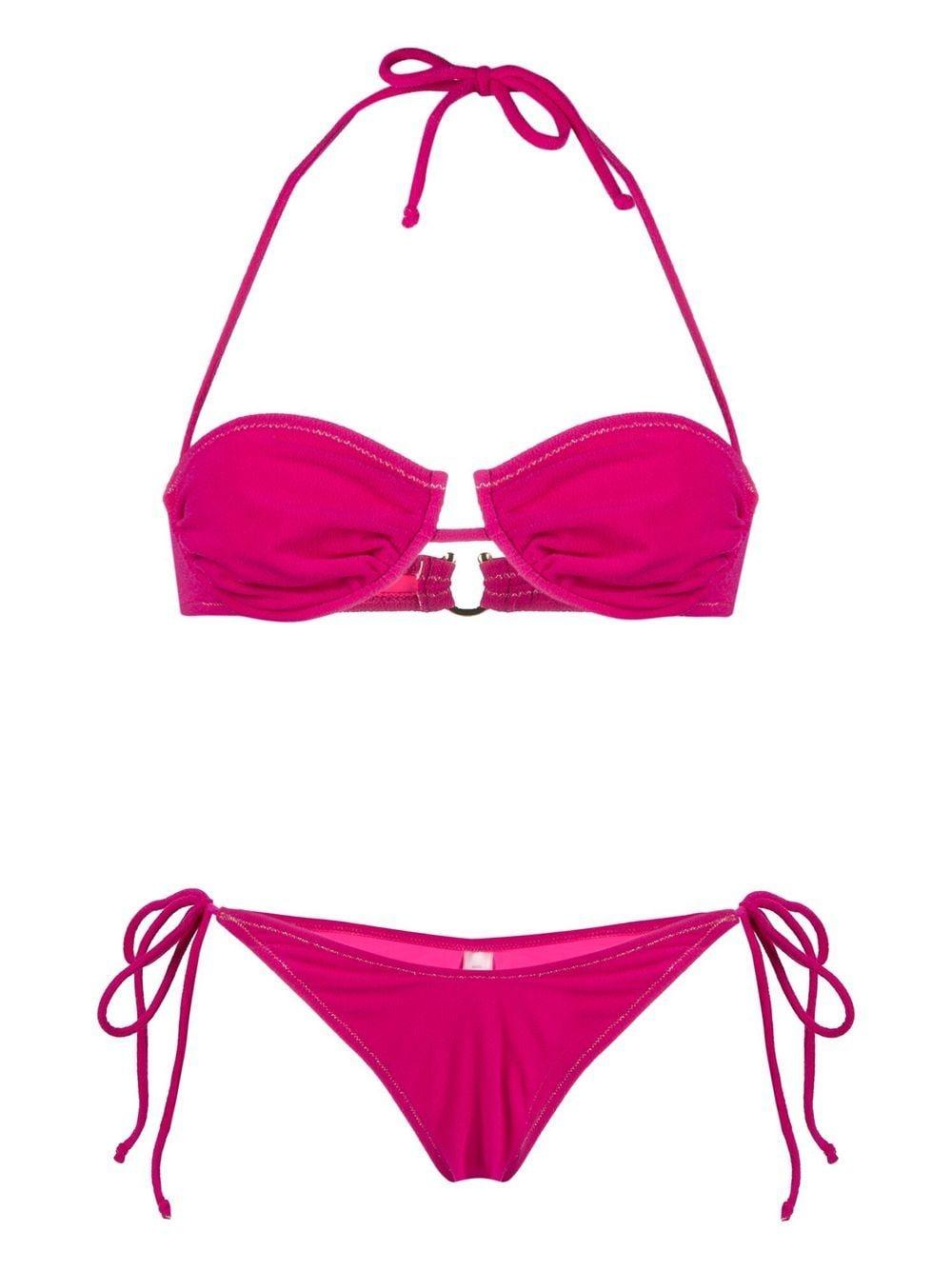 Reina Olga Penny Ruched Detail Bikini Set In Pink Lyst Uk