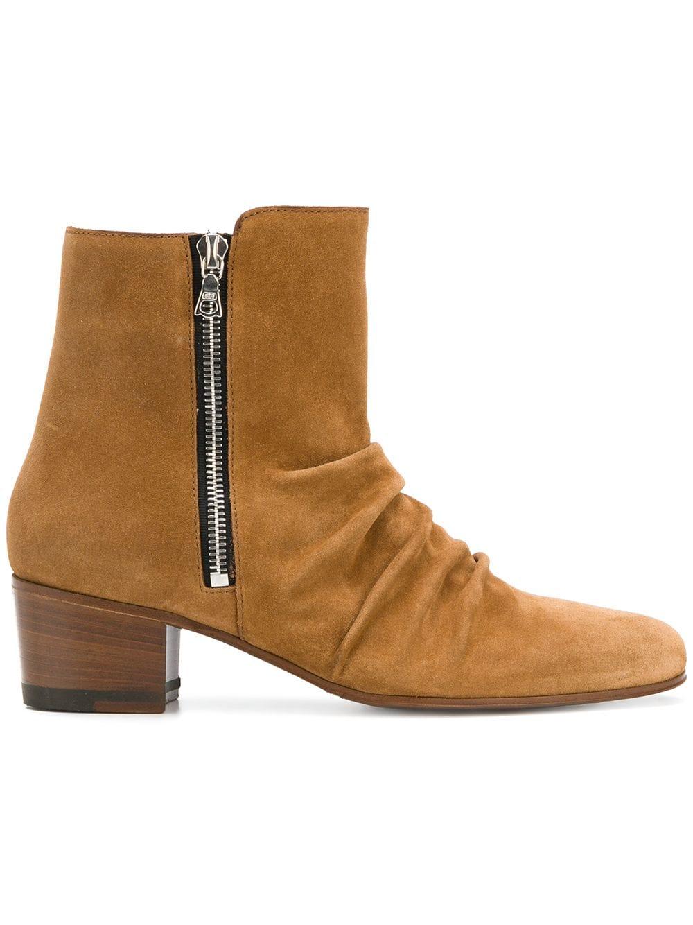 Amiri Suede Skinny Stack Boots in Brown - Save 70% - Lyst