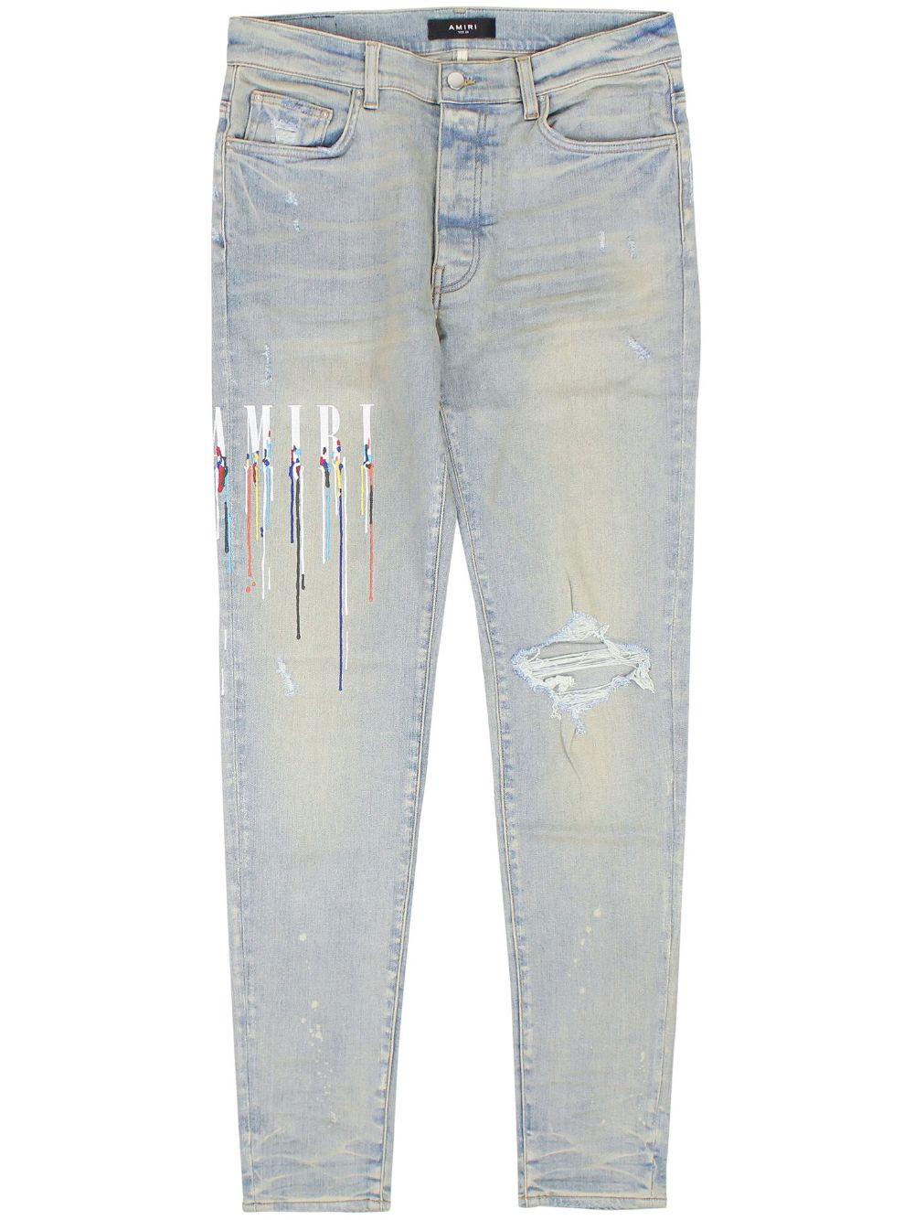 Amiri Paint Drip Logo Straight-Fit Jeans in Blue for Men | Lyst UK