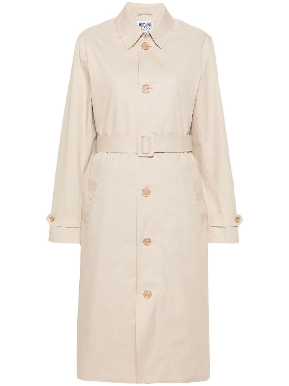 Moschino Chain Link-Detail Trench Coat in Natural | Lyst