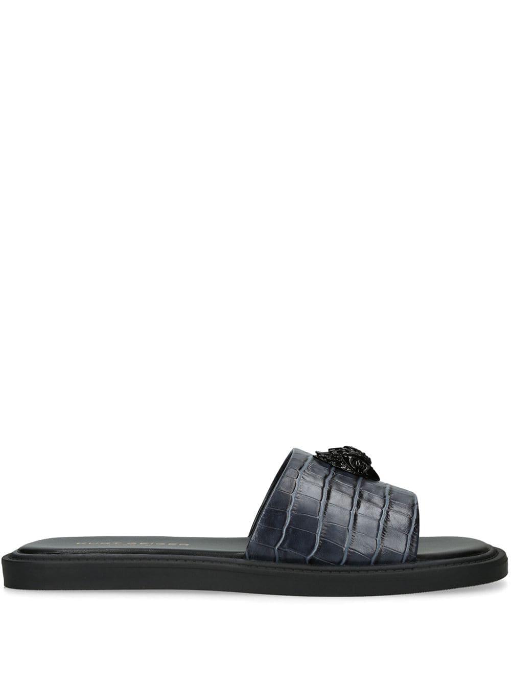 Kurt Geiger Oscar Leather Slides in Black for Men | Lyst