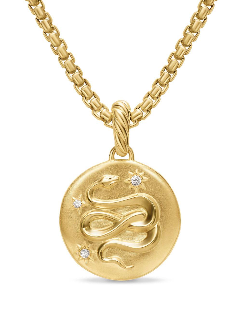 David Yurman 18Kt Snake Diamond Amulet (18.8Mm) in Metallic | Lyst