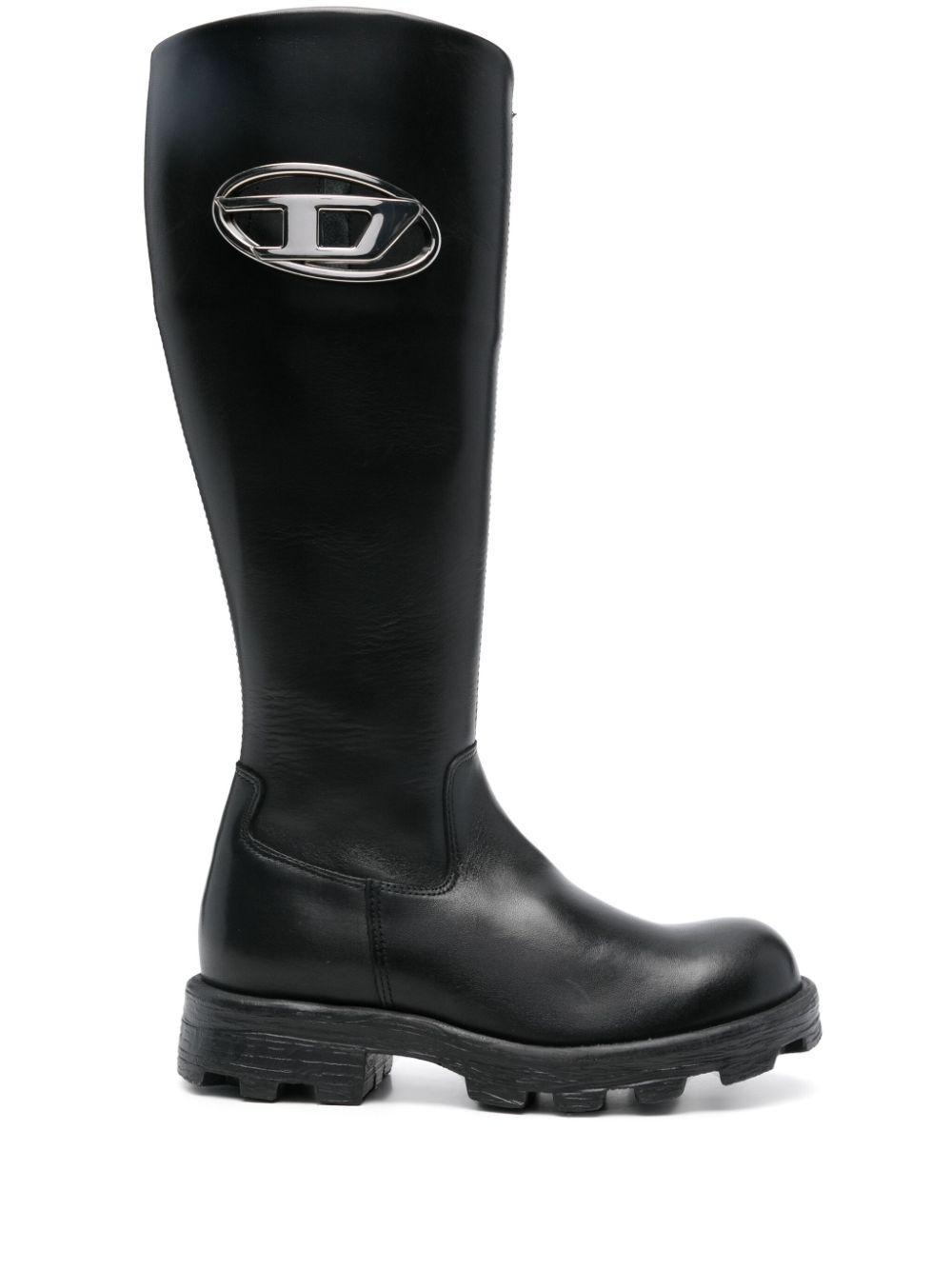 DIESEL Oval D-logo Boots in Black | Lyst