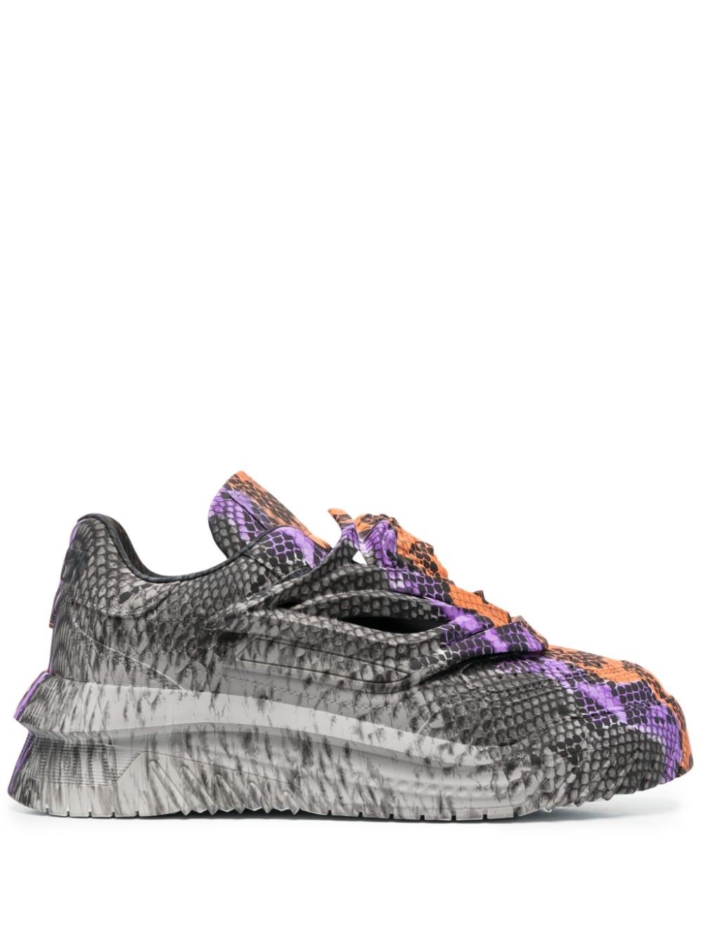 Versace Odissea Python Greca-print Sneakers in Black | Lyst