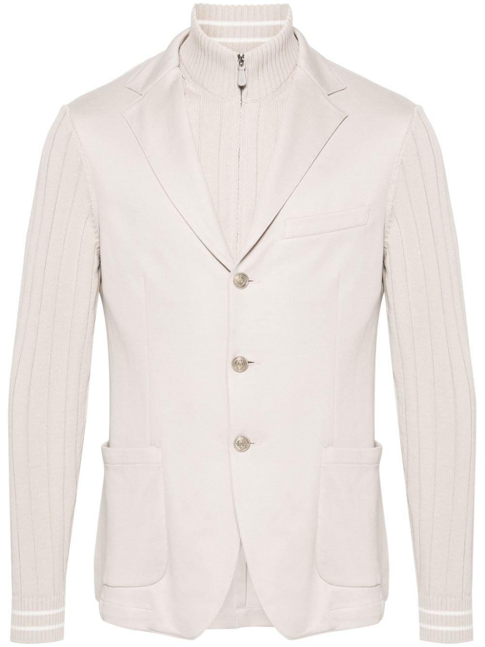Eleventy Layered Knit-Panels Blazer in Natural for Men | Lyst