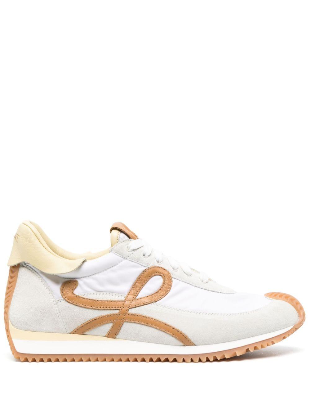 Loewe Flow Runner Monogram-Embroidered Suede Low-Top Trainers in White ...