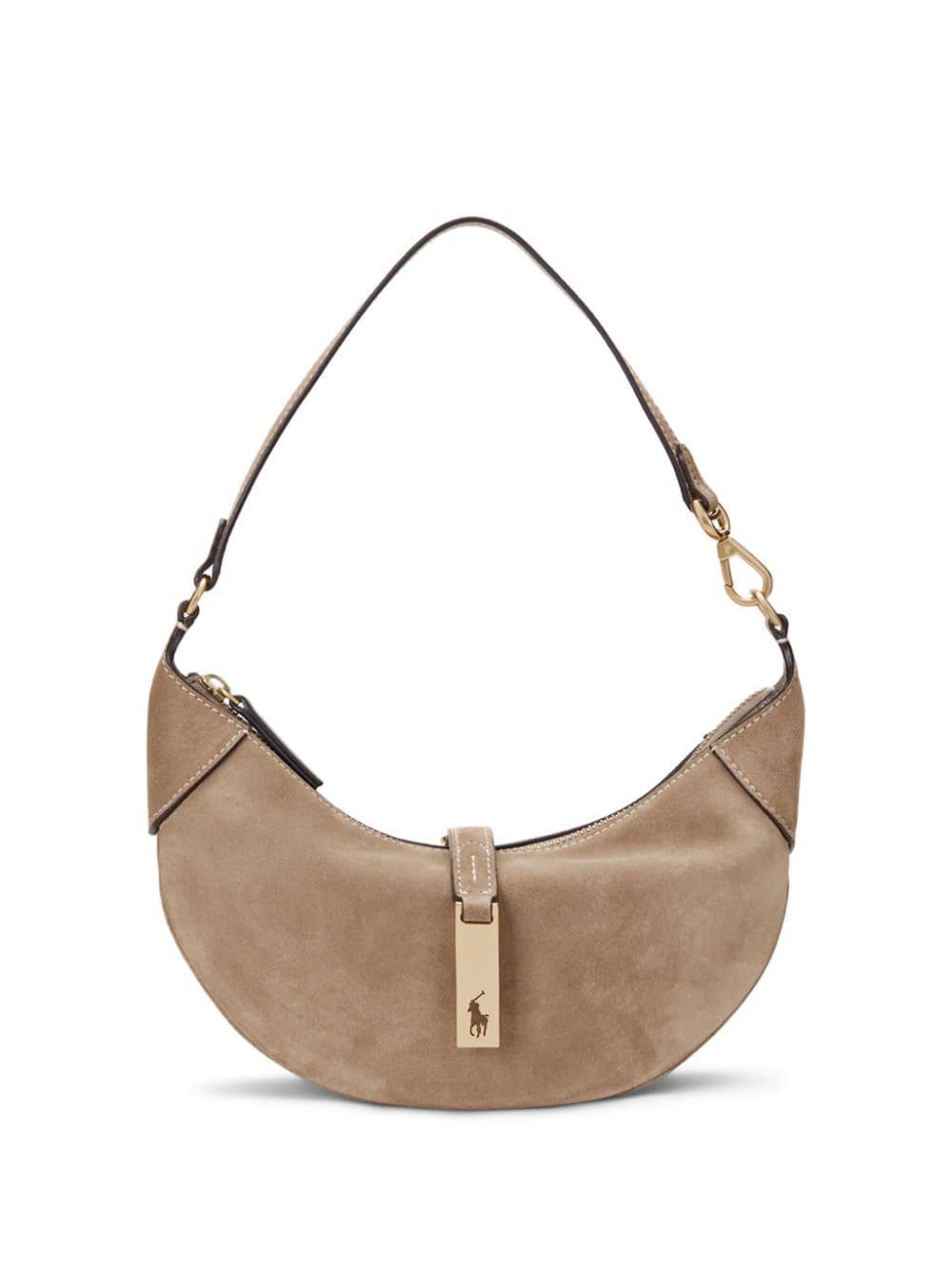 Polo Ralph Lauren Mini Polo Id Suede Shoulder Bag in White | Lyst