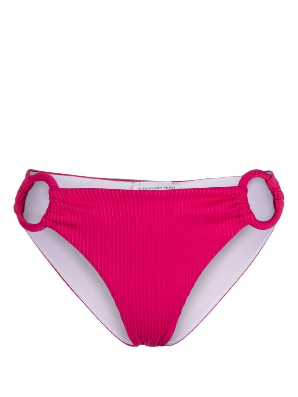 Alexandra Miro Ring Detail Ribbed Bikini Bottoms In Pink Lyst Uk