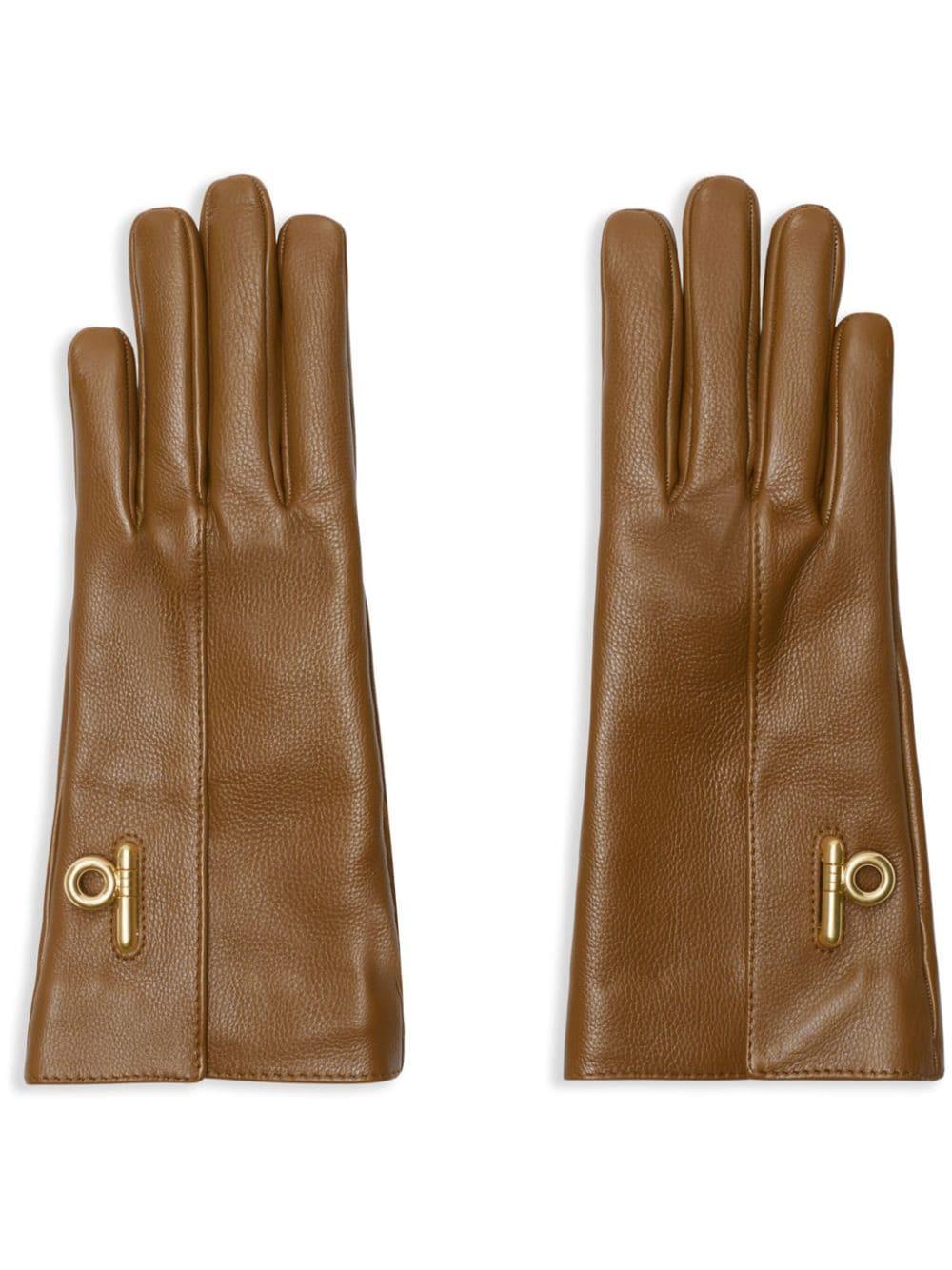 Burberry Leather Gloves in Natural | Lyst