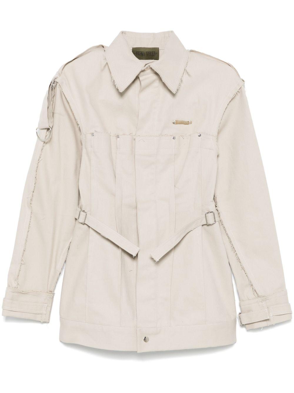 Elena Velez Darted Denim Jacket in Natural | Lyst