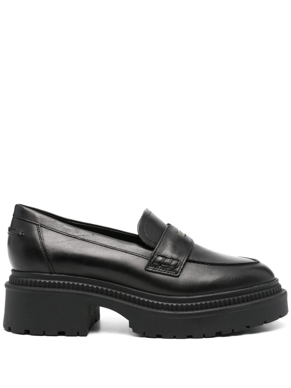Guess Logo-Stamp Loafers in Black | Lyst