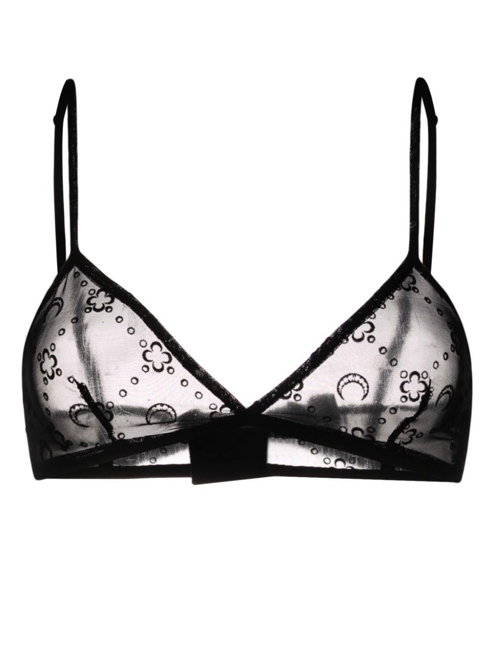 Marine Serre Moonogram Glittered Mesh Bra in Black | Lyst