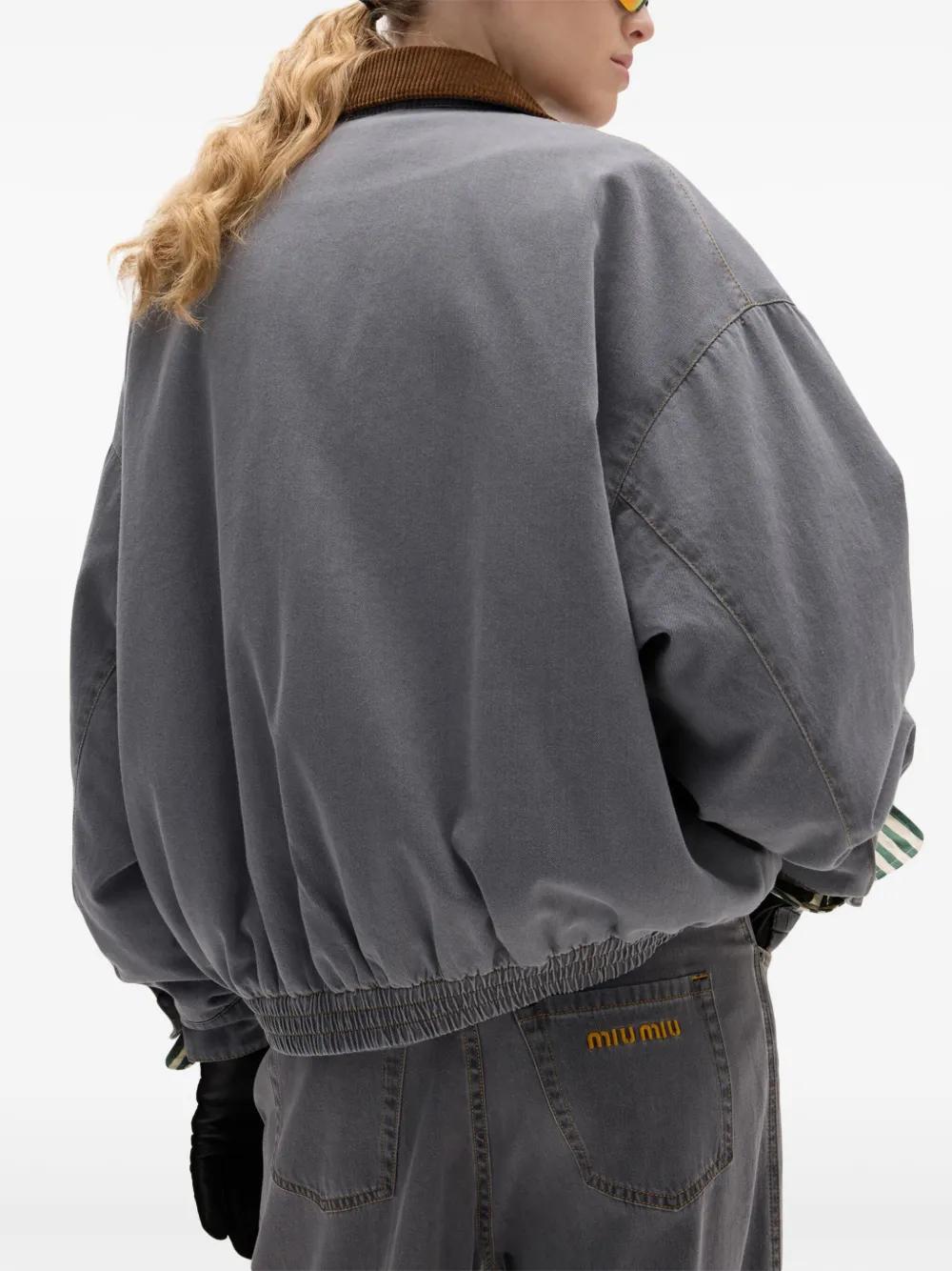 Miu Miu ベルベット ボンバージャケット グレー | Lyst Miu Miu ベルベット ボンバージャケット グレー | Lyst
