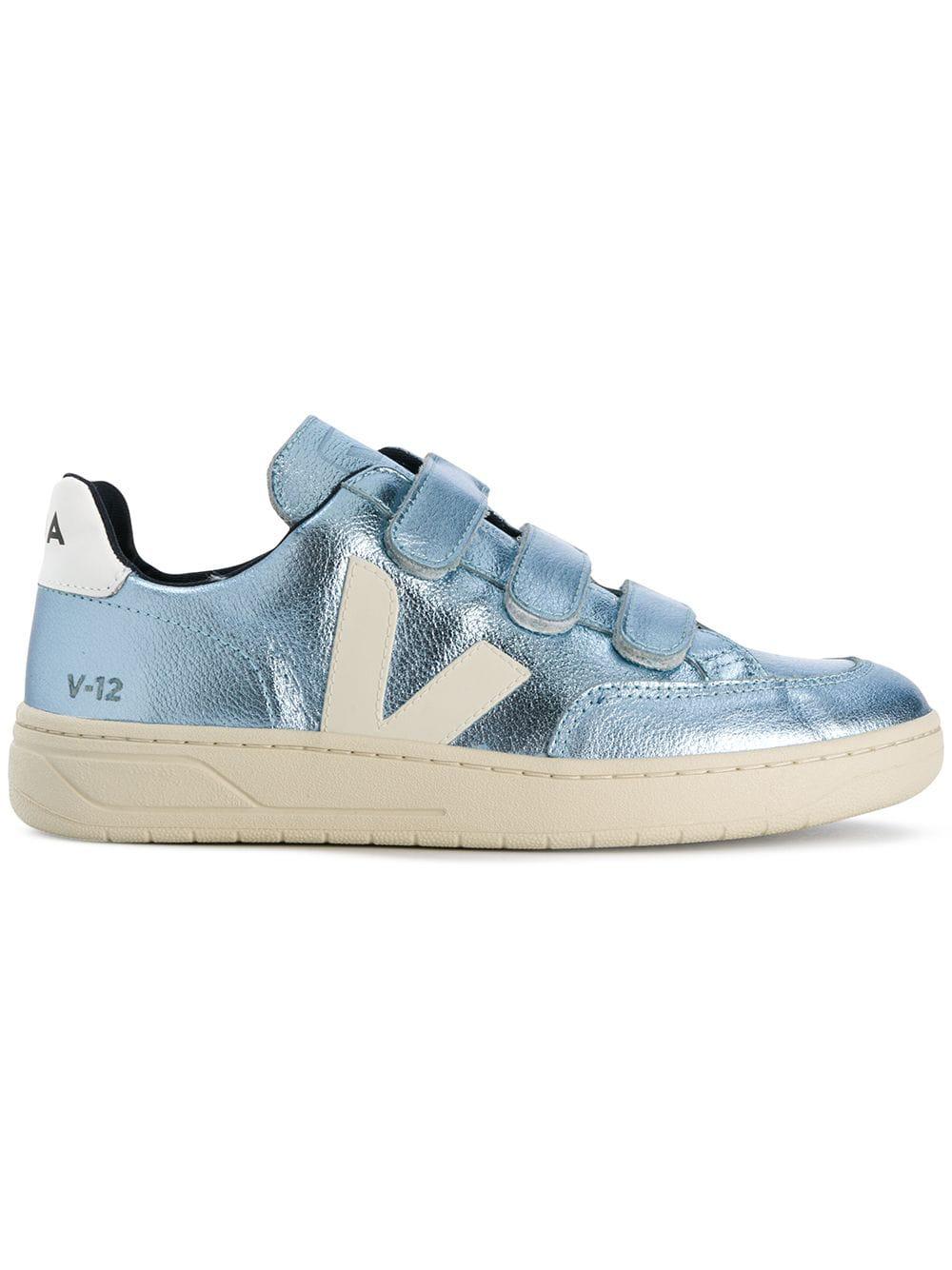 Veja Leather Metallic Touch Strap Sneakers in Blue - Lyst
