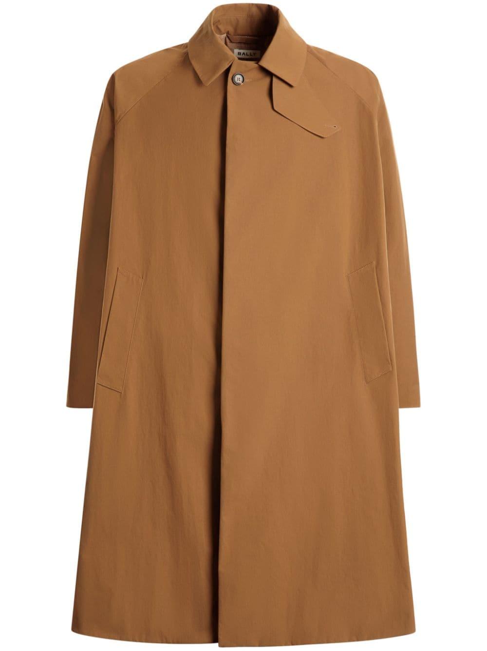Bally High-Neck Trench Coat in Brown for Men | Lyst