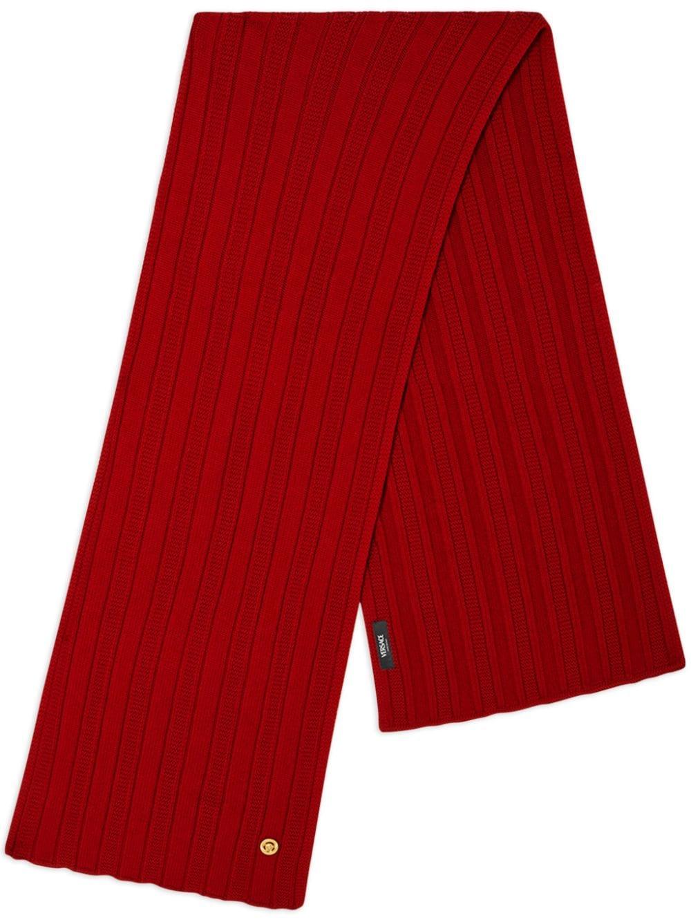 Versace Medusa Ribbed-Knit Scarf in Red for Men | Lyst UK