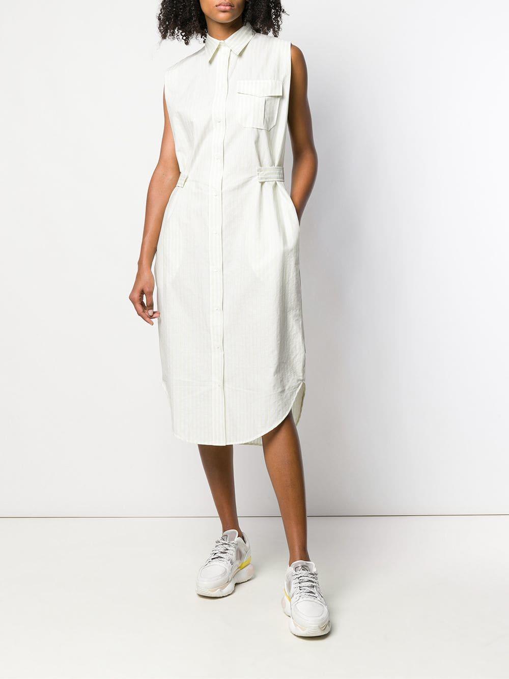 Calvin Klein Cotton Stripe Shirt Dress In White Lyst