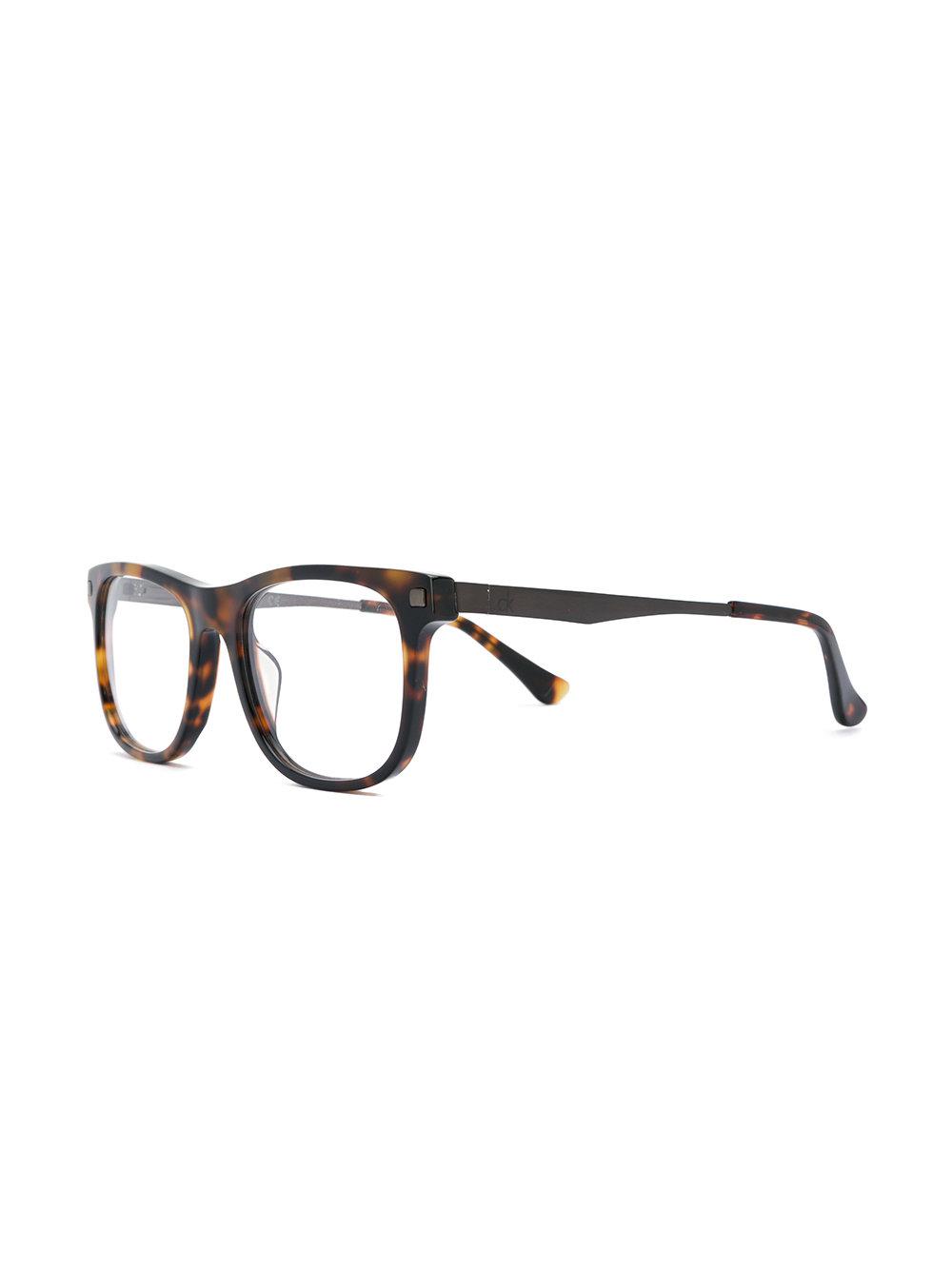 Calvin Klein Square Frame Glasses In Brown Lyst