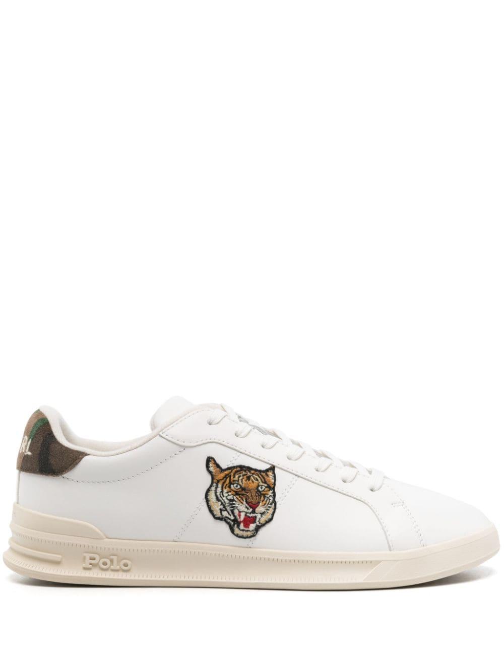 Polo Ralph Lauren Tiger-patch Leather Sneakers in White for Men | Lyst