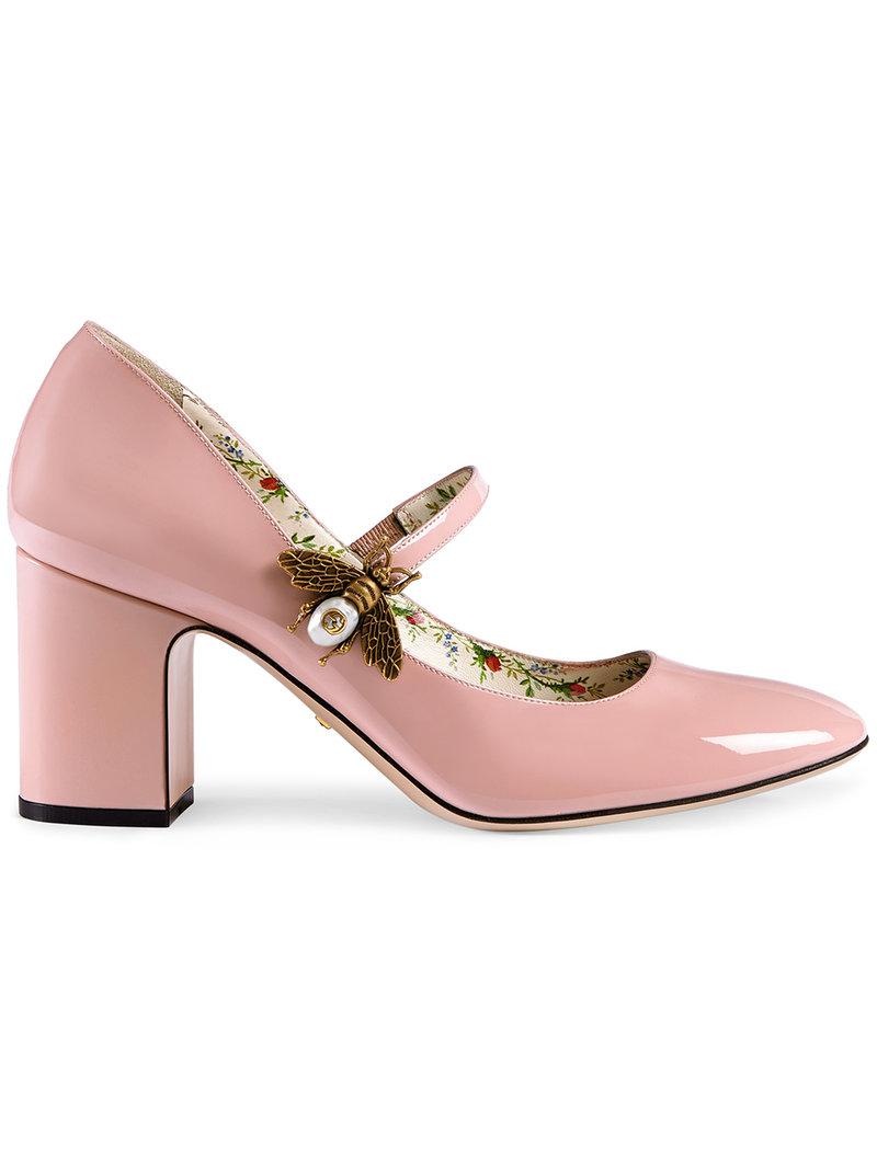Gucci Patent Leather Pumps With Bee in Pink | Lyst Gucci Patent Leather Pumps With Bee in Pink | Lyst