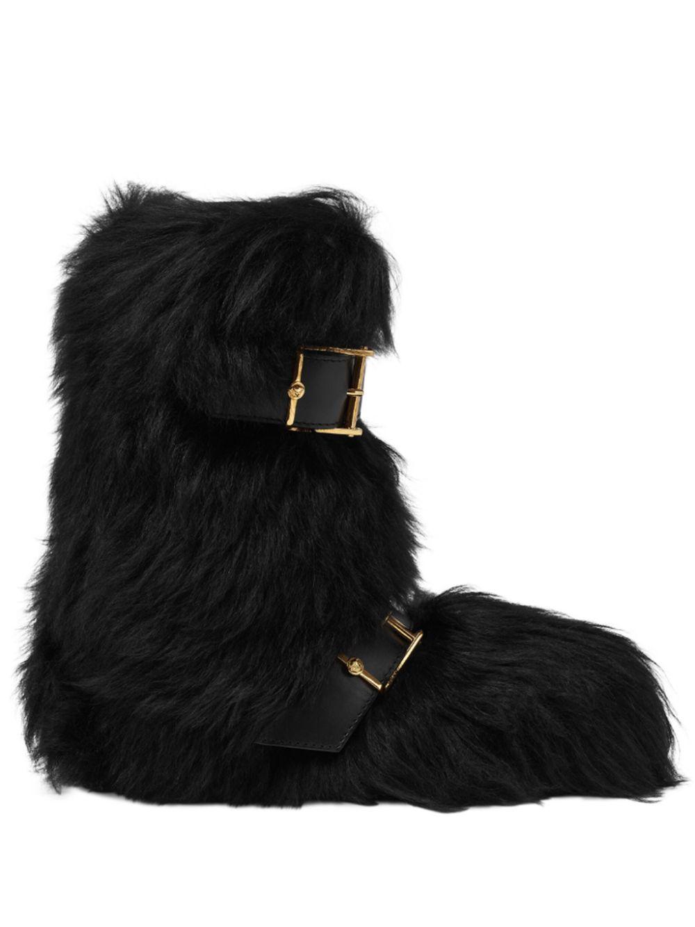 Versace Shearling Boots in Black for Men | Lyst