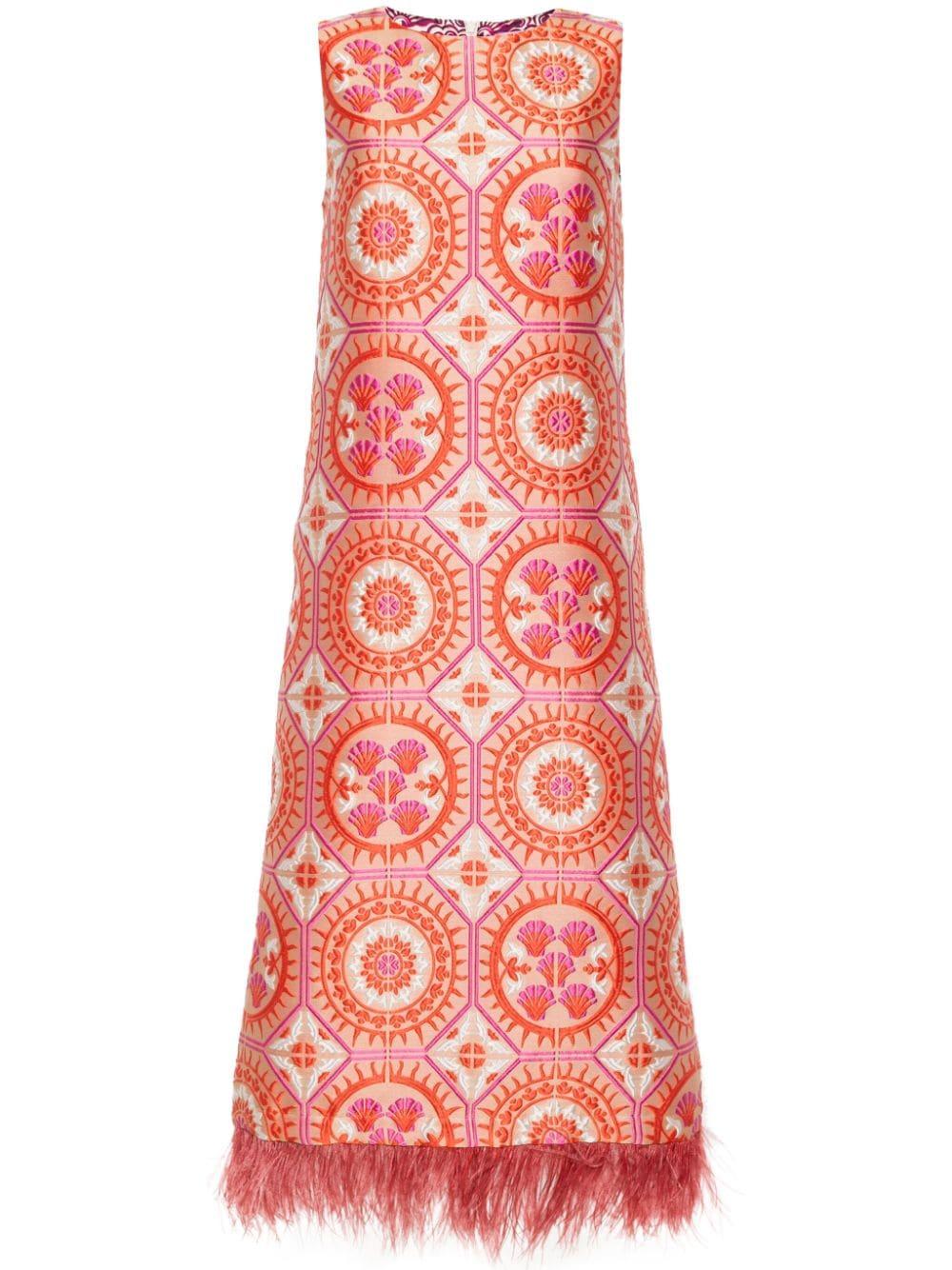 La DoubleJ Column Feathered Midi Dress | Lyst