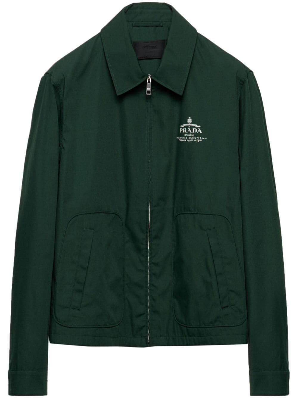Prada Cotton-blend Logo Jacket in Green for Men | Lyst