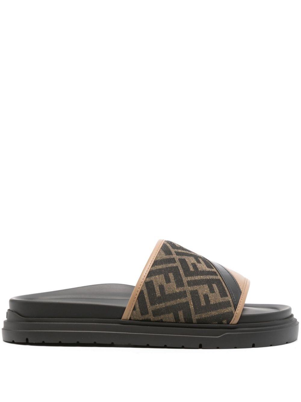 Fendi Diagonal Padded Slides in Brown for Men | Lyst