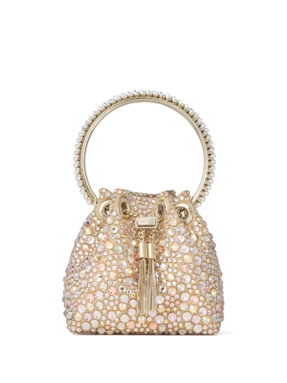 Jimmy Choo Crystal-Embellished Bucket Bag in White | Lyst UK