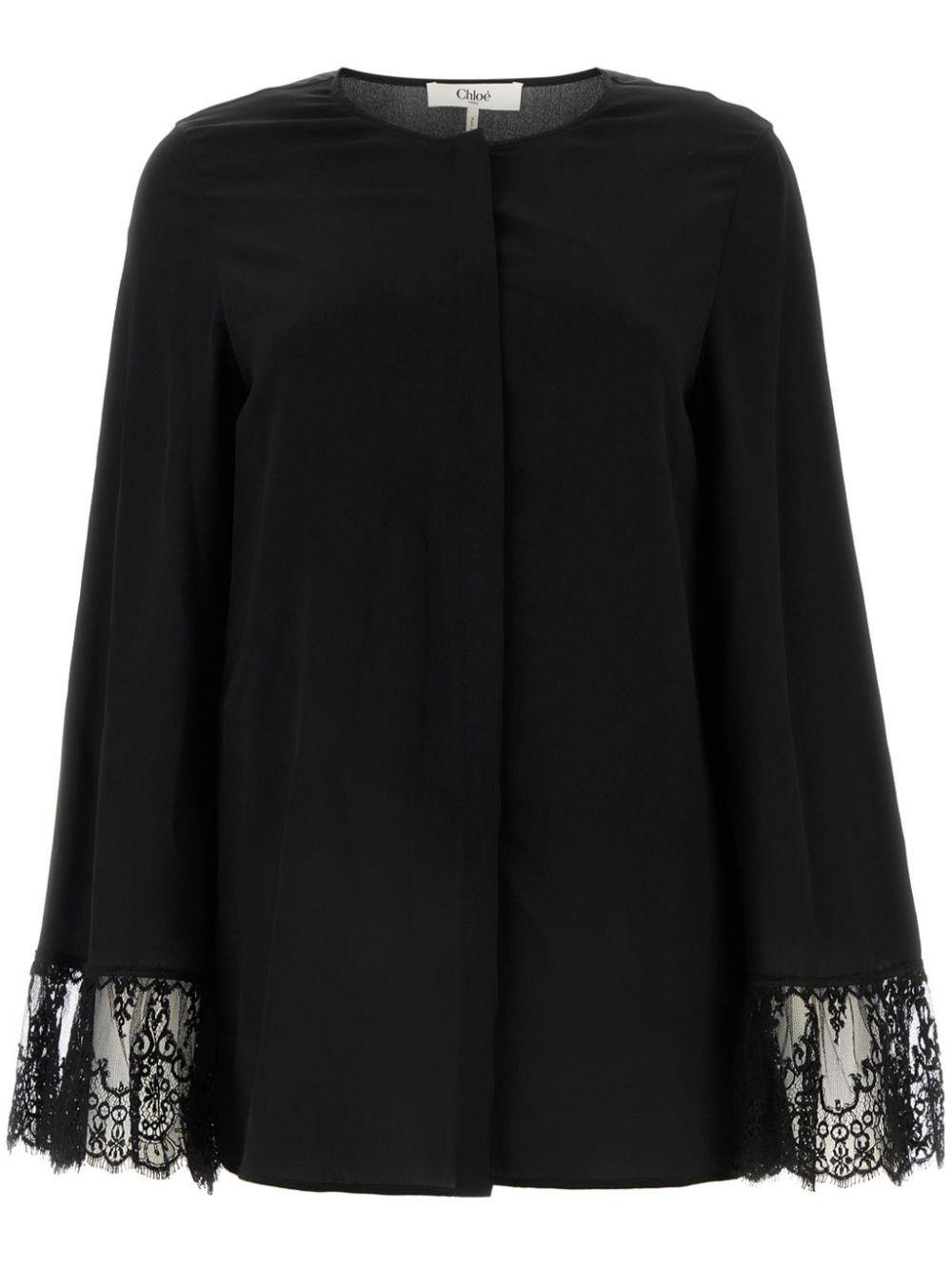 Chloé Lace-Detailing Blouse in Black | Lyst