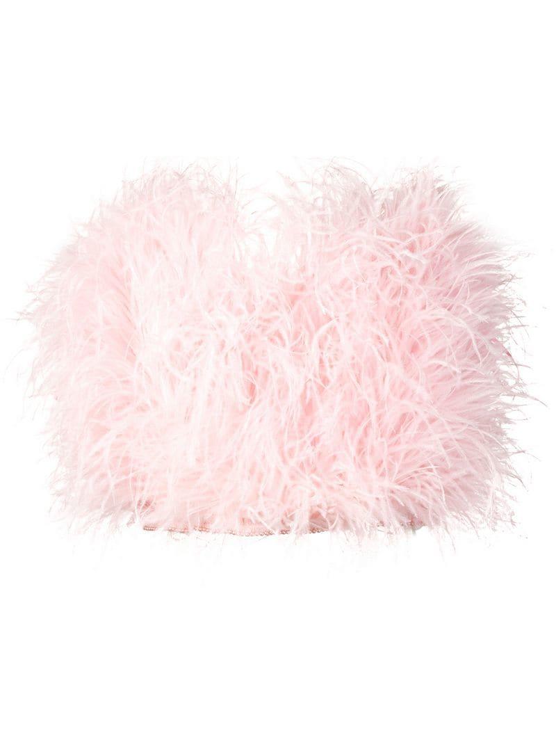 The Attico Strapless Feather Top in Pink | Lyst UK