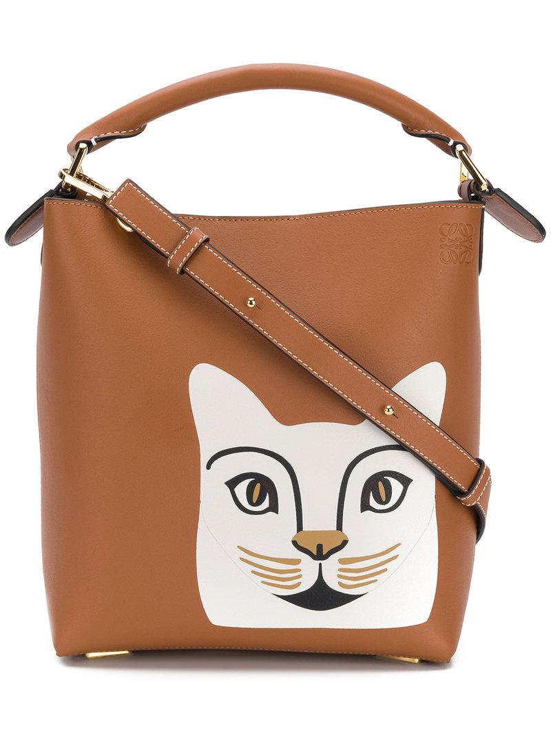 Loewe Leather Cat Bucket Bag in Brown - Lyst