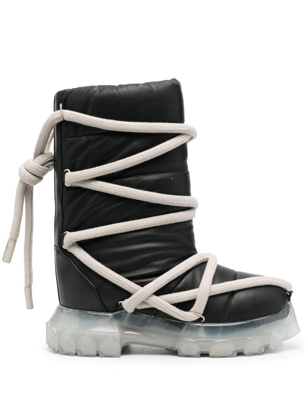 Rick Owens Leather Lunar Tractor Calf-length Boots in Black for Men ...