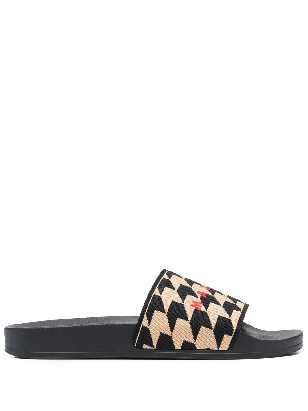 Marni Logo-jacquard Flat Slides in White for Men | Lyst