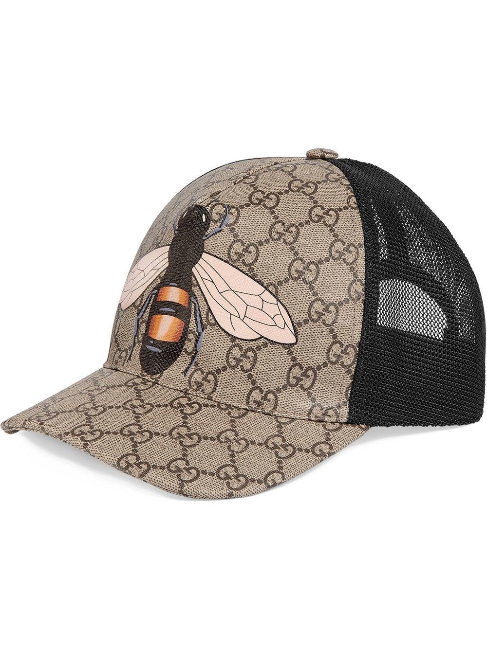 Gucci GG And Bee-print Mesh Hat in Natural for Men | Lyst